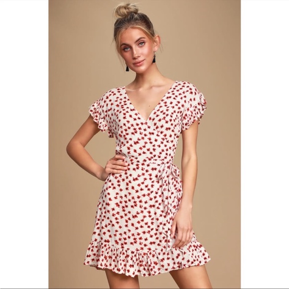Billabong | Dresses | Billabong Mini Wrap Dress In Red And White ...